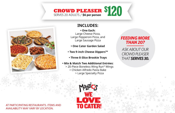 Holiday Catering - Mazzios Pizza